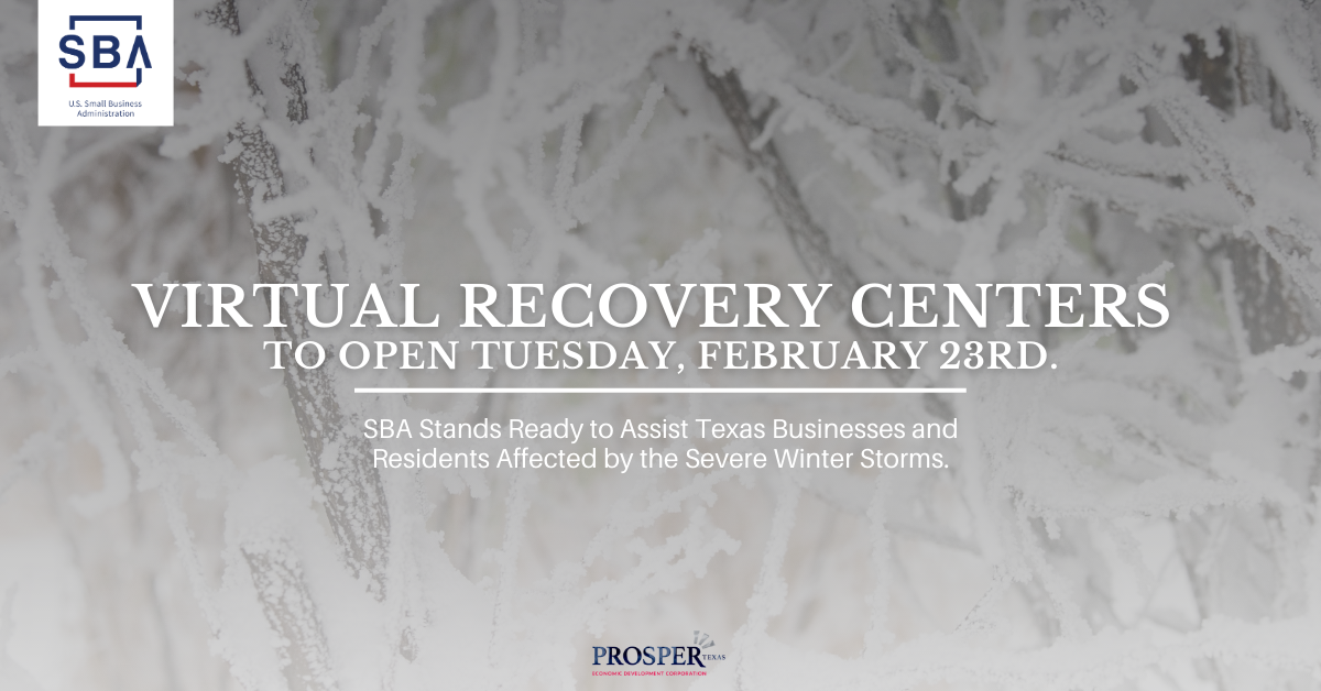 Virtual Recovery Centers to Open February 23rd. | Prosper EDC